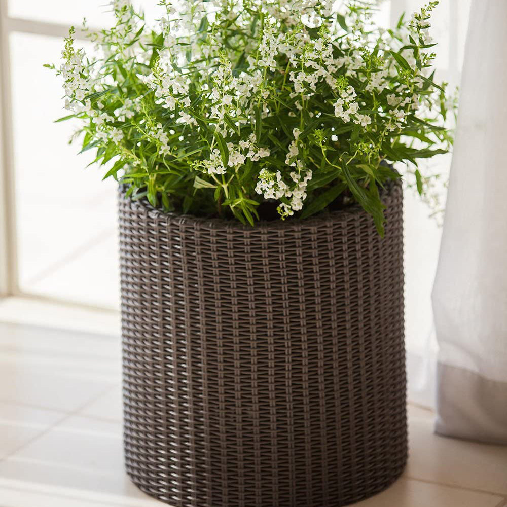 Resin Wicker Rattan Flower Pot Set for Outdoor or Indoor Plants ...